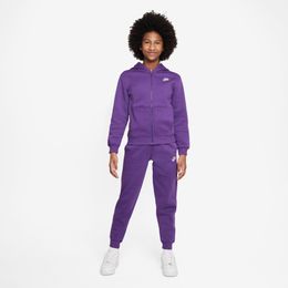 Trainingsanzug Nike Sportswear "CLUB FLEECE BIG KIDS' FULL-ZIP TRACKSUIT" Gr. XL (164/170), lila (purple cosmos, white) Kinder Sportanzüge