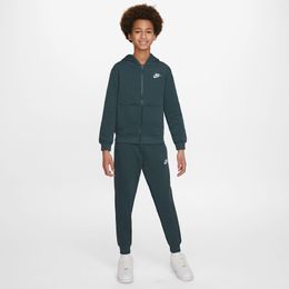 Trainingsanzug Nike Sportswear "CLUB FLEECE BIG KIDS' FULL-ZIP TRACKSUIT" Gr. XL (164/170), grün (deep jungle, white) Kinder Sportanzüge