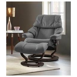 Relaxsessel stressless "Reno" Sessel Gr. Microfaser DINAMICA, Classic Base Wenge, Relaxfunktion-Drehfunktion-PlusTMSystem-Gleitsystem, B/H/T: 75cm x 96cm x 75cm, grau (dark grey dinamica) mit Hocker, Classic Base, Größe S, M & L, Gestell Wenge