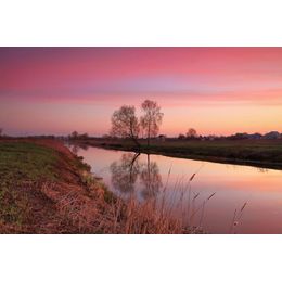 papermoon Fototapete "Fluss durch Feld" Tapeten Gr. B/L: 3,50 m x 2,60 m, Bahnen: 7 St., bunt Fototapeten