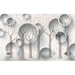 papermoon Fototapete "Muster mit Bäumen" Tapeten Gr. B/L: 3,50 m x 2,60 m, Bahnen: 7 St., bunt Fototapeten