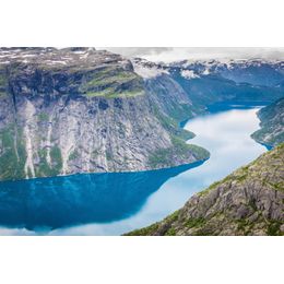 papermoon Fototapete "Norwegian Fjord" Tapeten Gr. B/L: 3,5 m x 2,6 m, Bahnen: 7 St., bunt (mehrfarbig) Fototapeten