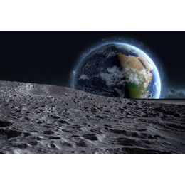 papermoon Fototapete "Mond und Erde" Tapeten Gr. B/L: 3,50 m x 2,60 m, Bahnen: 7 St., bunt Fototapeten
