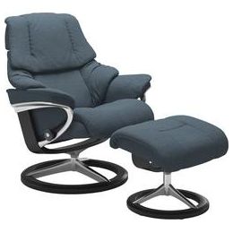 Relaxsessel stressless "Reno" Sessel Gr. ROHLEDER Stoff Q2 FARON, Signature Base Schwarz, Relaxfunktion-Drehfunktion-PlusTMSystem-Gleitsystem-BalanceAdaptTM, B/H/T: 92cm x 100cm x 80cm, blau (petrol q2 faron) mit Signature Base, Größe S, M & L, Gestell Schwarz