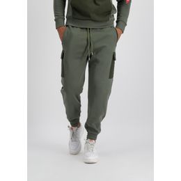 Jogginghose Alpha Industries "ALPHA Men - Jogger Sweat Nylon Cargo Jogger" Gr. L, Normalgrößen, grün (dark olive) Herren Hosen Jogginghosen