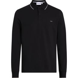 Calvin Klein Big&Tall Langarm-Poloshirt CALVIN KLEIN BIG&TALL "BT_STRETCH PIQUE TIPPING LS POLO" Gr. XXXL, schwarz (ck black) Herren Shirts Langarm