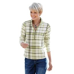 Fleeceshirt Casual Looks "Fleece-Shirt" Gr. 48, grün (schilf, ecru, kariert) Damen Shirts