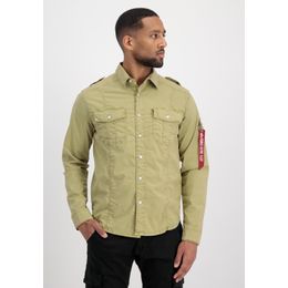 T-Shirt Alpha Industries "ALPHA Men - Overshirts Basic Shirt Slim" Gr. XL, grün (sage, green) Herren Shirts T-Shirts