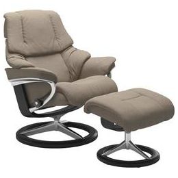 Relaxsessel stressless "Reno" Sessel Gr. ROHLEDER Stoff Q2 FARON, Signature Base Schwarz, Relaxfunktion-Drehfunktion-PlusTMSystem-Gleitsystem-BalanceAdaptTM, B/H/T: 92cm x 100cm x 80cm, beige (beige q2 faron) mit Signature Base, Größe S, M & L, Gestell Schwarz