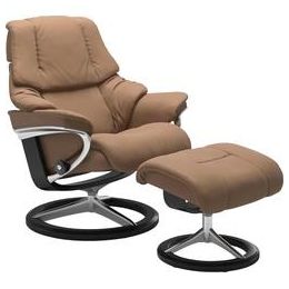 Relaxsessel stressless "Reno" Sessel Gr. Leder BATICK, Signature Base Schwarz-L, Relaxfunktion-Drehfunktion-PlusTMSystem-Gleitsystem-BalanceAdaptTM, B/H/T: 92cm x 100cm x 80cm, braun (latte batick) mit Signature Base, Größe S, M & L, Gestell Schwarz