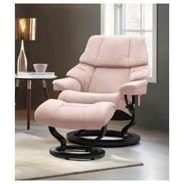 Relaxsessel stressless "Reno" Sessel Gr. ROHLEDER Stoff Q2 FARON, Classic Base Schwarz, Relaxfunktion-Drehfunktion-PlusTMSystem-Gleitsystem, B/H/T: 88cm x 98cm x 78cm, pink (light q2 faron) mit Hocker, Classic Base, Größe S, M & L, Gestell Schwarz