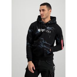 Hoodie Alpha Industries "ALPHA Men - Hoodies Lightning AOP Hoody" Gr. L, schwarz-weiß (black, white) Herren Sweatshirts