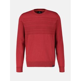 Strickpullover Lerros "Lerros Strickpullover, tonal gestreift" Gr. XXXL, rot (ruby red) Herren Pullover Rundhalspullover