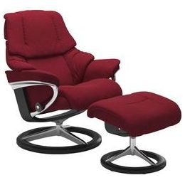 Relaxsessel stressless "Reno" Sessel Gr. ROHLEDER Stoff Q2 FARON, Signature Base Schwarz, Relaxfunktion-Drehfunktion-PlusTMSystem-Gleitsystem-BalanceAdaptTM, B/H/T: 92cm x 100cm x 80cm, rot (rot q2 faron) mit Signature Base, Größe S, M & L, Gestell Schwarz