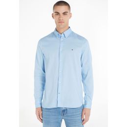 Langarmhemd Tommy Hilfiger "LA-Hemd Flex Dobby" Gr. XL, N-Gr, blau (hellblau) Herren Hemden Langarm