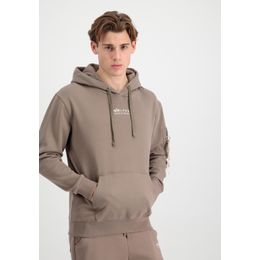 Hoodie Alpha Industries "ALPHA Men - Hoodies Organics EMB Hoody" Gr. XS, braun (organic brown) Herren Sweatshirts