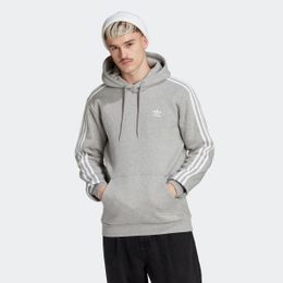 Kapuzensweatshirt adidas originals "ADICOLOR CLASSICS 3STREIFEN HOODIE" Gr. L, grau (medium grey heather) Herren Sweatshirts