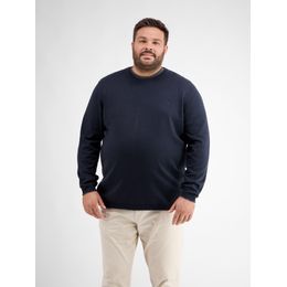 Strickpullover Lerros "Lerros Flachstrickpulloer mit Rundhalsausschnitt" Gr. 5XL, blau (classic navy) Herren Pullover Rundhalspullover