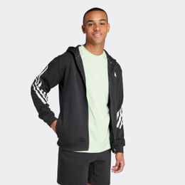 Kapuzensweatshirt adidas Sportswear "M FI 3S FZ" Gr. L, schwarz (black) Herren Sweatshirts Hoodies