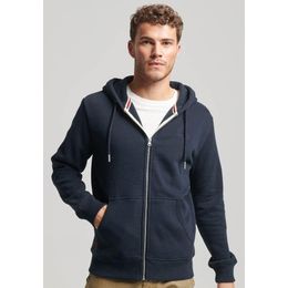 Kapuzensweatjacke Superdry "ESSENTIAL LOGO ZIP HOODIE" Gr. XL, blau (eclipse navy) Herren Sweatjacken