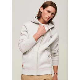 Kapuzensweatjacke Superdry "ESSENTIAL LOGO ZIP HOODIE" Gr. XL, grau (grey marl) Herren Sweatjacken