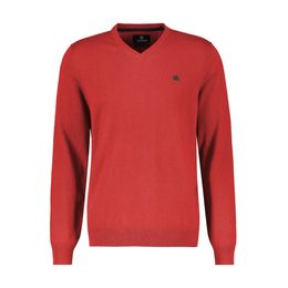 Strickpullover Lerros "Lerros V-Neck Pullover mit Kaschmiranteil" Gr. M, grau (lava red) Herren Pullover