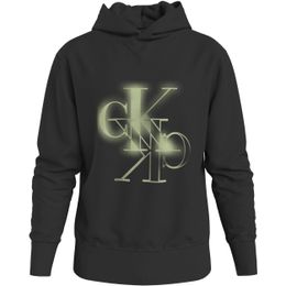 Kapuzensweatshirt Calvin Klein Jeans "MIRRORED CK LOGO HOODIE" Gr. L, schwarz (ck black) Herren Sweatshirts