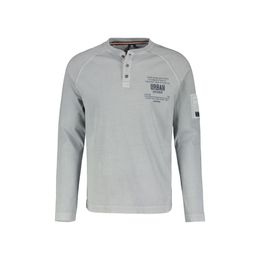 Langarmshirt Lerros "Lerros Longsleeve Serafino" Gr. 5XL, grau (platinum grey) Herren Shirts