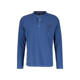 Langarmshirt Lerros "Lerros Longsleeve Serafino" Gr. 3XL, blau (deep blue) Herren Shirts