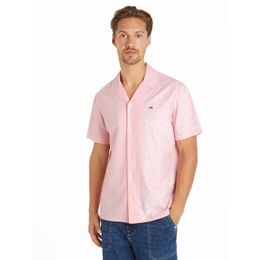 Kurzarmhemd Tommy Jeans "TJM LINEN BLEND CAMP SHIRT EXT" Gr. XL, N-Gr, pink (trickled pink) Herren Hemden Kurzarm