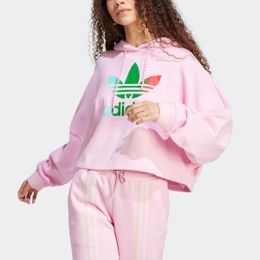 Kapuzensweatshirt adidas originals "ADICOLOR 70S CROPPED HOODIE" Gr. S, pink (true pink) Damen Sweatshirts