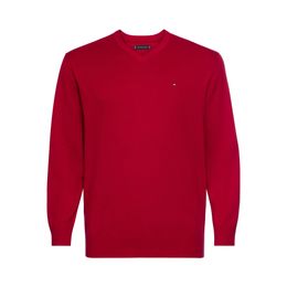 Tommy Hilfiger Big & Tall V-Ausschnitt-Pullover TOMMY HILFIGER BIG & TALL "BT-CLASSIC COTTON V NECK-B" Gr. XXL, rot (royal berry) Herren Pullover V-Ausschnitt-Pullover