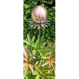 Jürgen Bocker - Gartenambiente Gartenstecker Blütenzauber Milano Rosenkugel 15 cm Edelstahl Garten mit Stab 80 cm