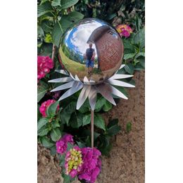 Jürgen Bocker - Gartenambiente Gartenstecker Blütenzauber Milano Rosenkugel 15 cm Edelstahl Garten mit Stab 80 cm