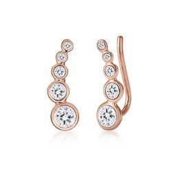 Elli Paar Ohrstecker Ohrklemme Ear Cuffs mit Kristalle, rosa