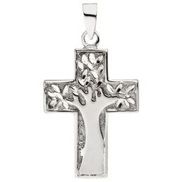 Jobo Kreuzanhänger Anhänger Kreuz mit Baum, 925 Silber, silberfarben