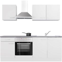 Flex-Well Küche Kopenhagen, wahlw. mit E-Geräten, Breite 210 cm, viele Farbvarianten erhältlich, grau|weiß