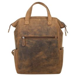 BAGAN Laptoprucksack, echt Leder, braun