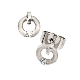 Jobo Paar Ohrstecker Runde Ohrringe mit Diamanten, 950 Platin, silberfarben