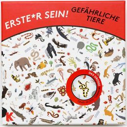 Laurence King Spiel, Wimmelspiel Erste*r sein! Gefährliche Tiere, bunt