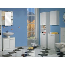 Saphir Badmöbel-Set Quickset 335 5-teilig, Waschbeckenunterschrank mit LED-Spiegelschrank, (5-St), Hochschrank, Unterschrank, Hängeschrank, inkl. Türdämpfer, 11 Türen, weiß