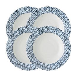 LAURA ASHLEY BLUEPRINT COLLECTABLES Suppenteller Floris, (4 St), Porzellan, tief, 22 cm, blau|weiß