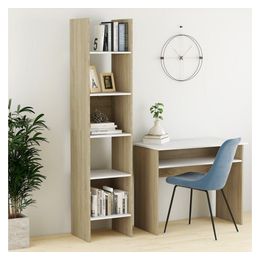 furnicato Bücherregal Weiß Sonoma-Eiche 40x35x180 cm Holzwerkstoff