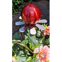 Jürgen Bocker - Gartenambiente Gartenstecker Blütenzauber Rotterdam Rosenkugel 10 cm Edelstahl mit Stab 80 cm