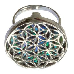Saraswati Silberring Ring "Paua Blume des Lebens" Silber 925 2