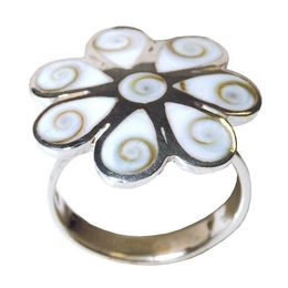 Saraswati Silberring Ring "Shivas Auge Blume" Silber 925