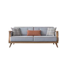 JVmoebel 3-Sitzer Blaues Sofa Wohnzimmer Dreisitzer Polster Möbel Holzgestell Couch