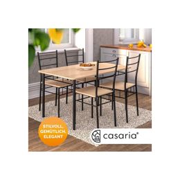 Casaria Essgruppe Leo, mit 4 Stühlen Holz 5-tlg Set Metall 110x70cm Modern Esszimmer Küche