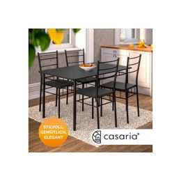 Casaria Essgruppe Leo, mit 4 Stühlen Holz 5-tlg Set Metall 110x70cm Modern Esszimmer Küche