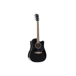 J & D Westerngitarre, D-60 Westerngitarre Akustik-Gitarre für Anfänger und Einsteiger Acoustic Guitar Dreadnought mit Cutaway und schwarzer Hochglanz Fichtendecke